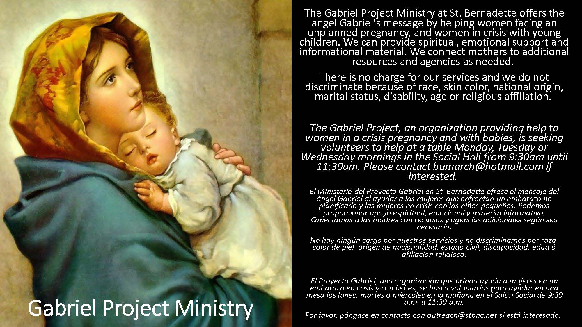 Saint Bernadette Catholic Parish | The Gabriel Project